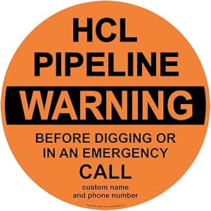 Amazon.com : Hcl Pipeline Before Digging Emergency Call Custom Sign NHE ...