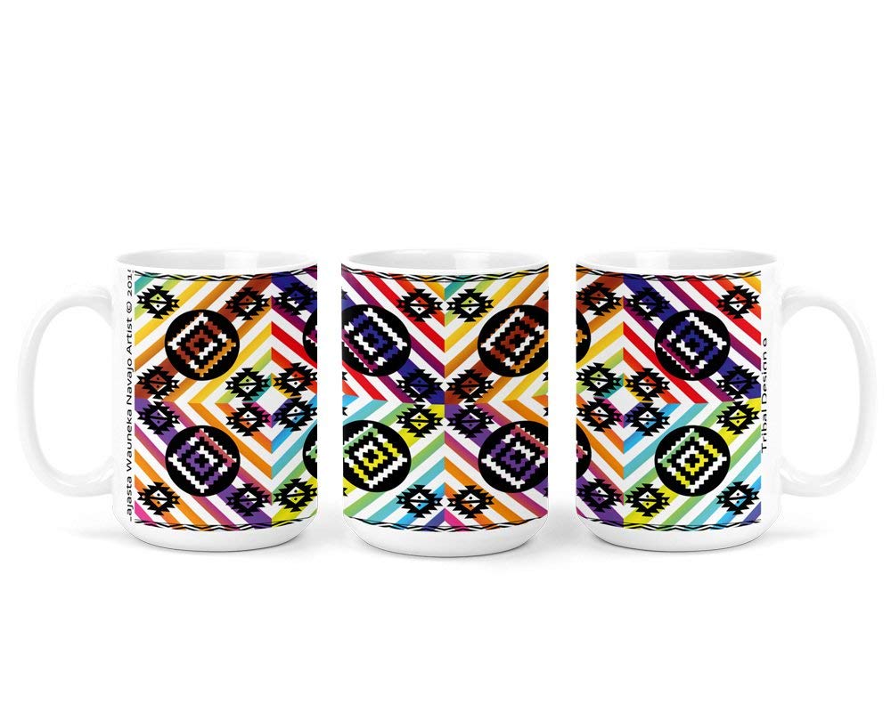 Amazon.com: Tribal Pattern 9 Navajo Art on 15 Ounce White Coffee Mug ...