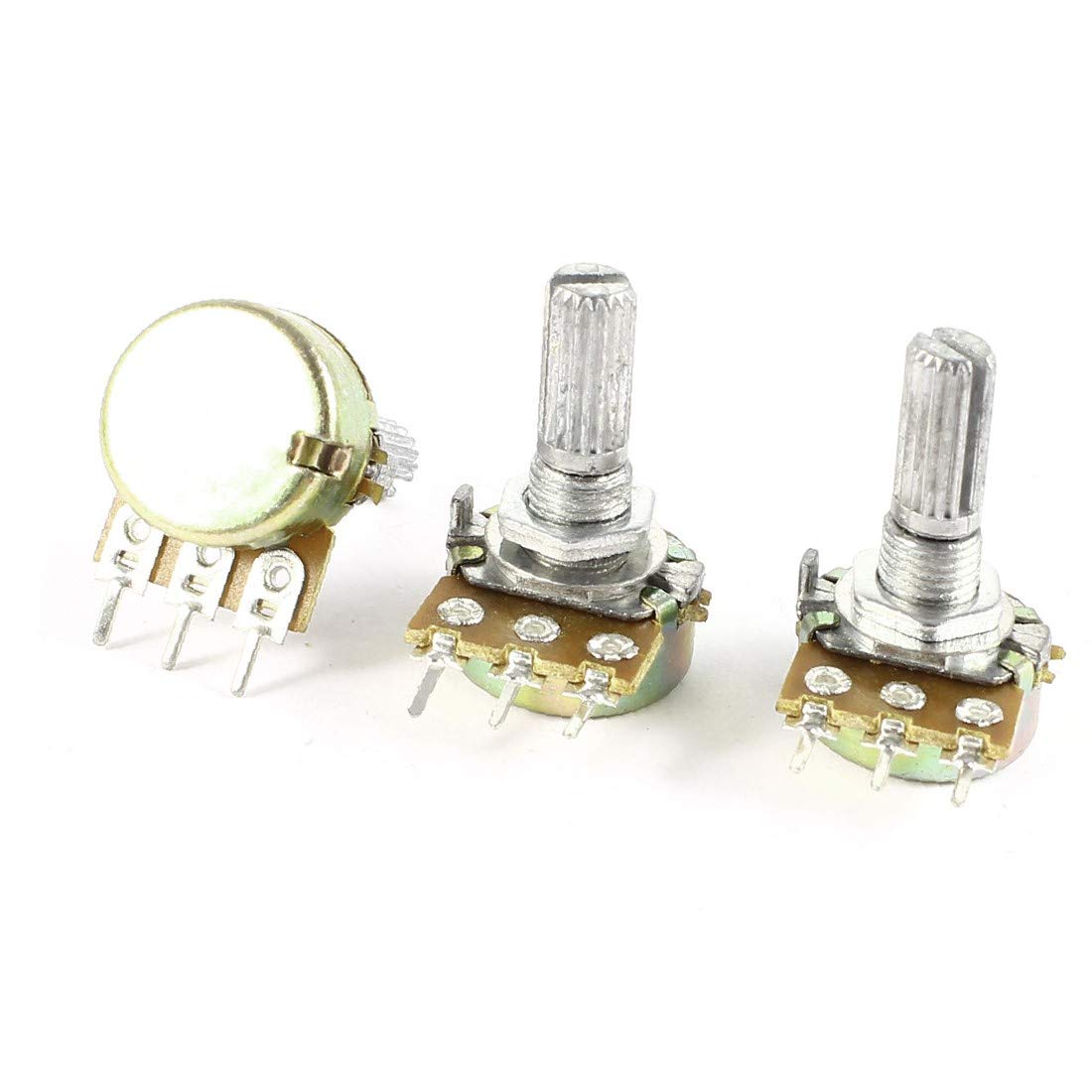 Buy X-DREE 3 Pieces 3 Pin Terminal 100K ohm Knurled Shaft Top ...