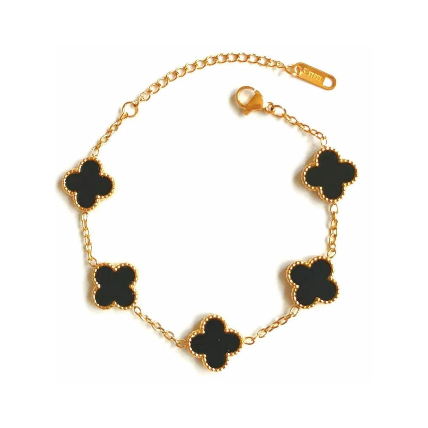 Buy SALVE Van Cleef Inspired Black Clover Anti Tarnish Bracelet for ...