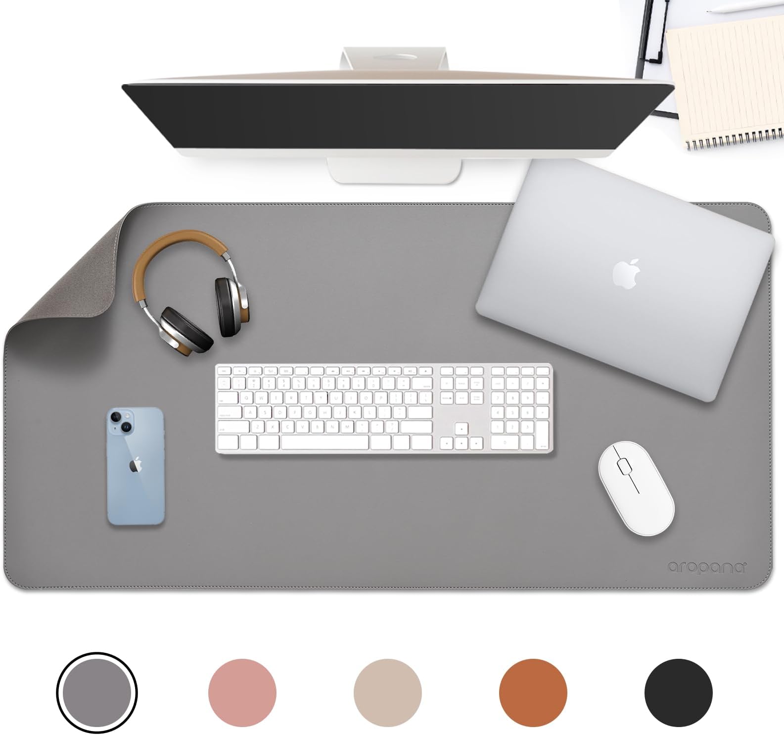 Aropana Anti-Slip Extended Mouse Pad, PU Vegan Leather Desk Mat ...