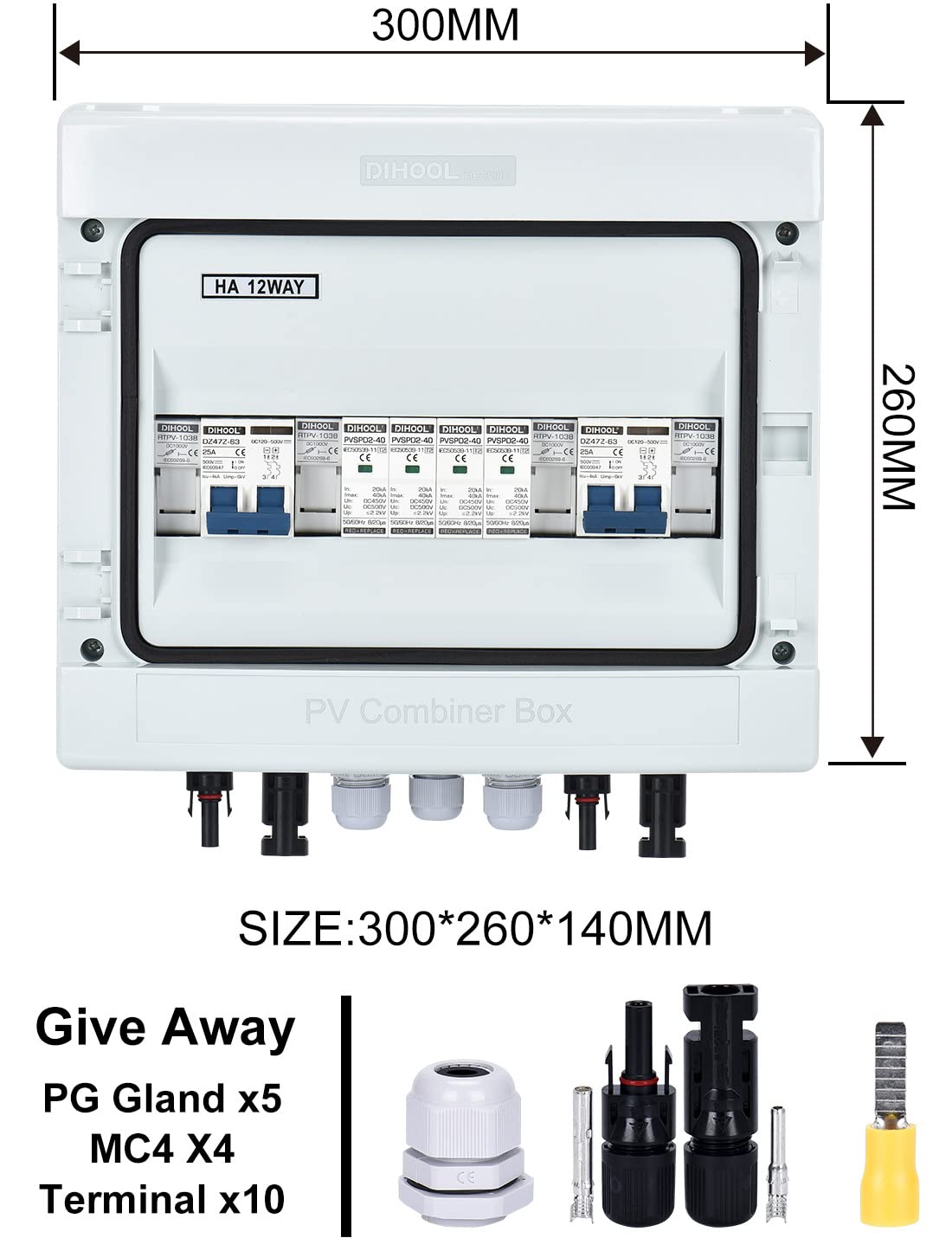 Snapklik.com : PV Solar Combiner Box For Solar Panels 2 String 25 Amp ...
