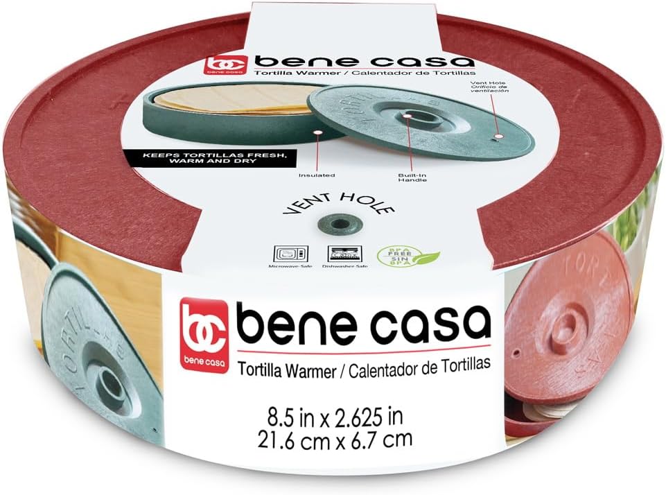 Amazon.com: Bene Casa RED Tortilla Warmer, 12 Tortilla Capacity, | BPA ...