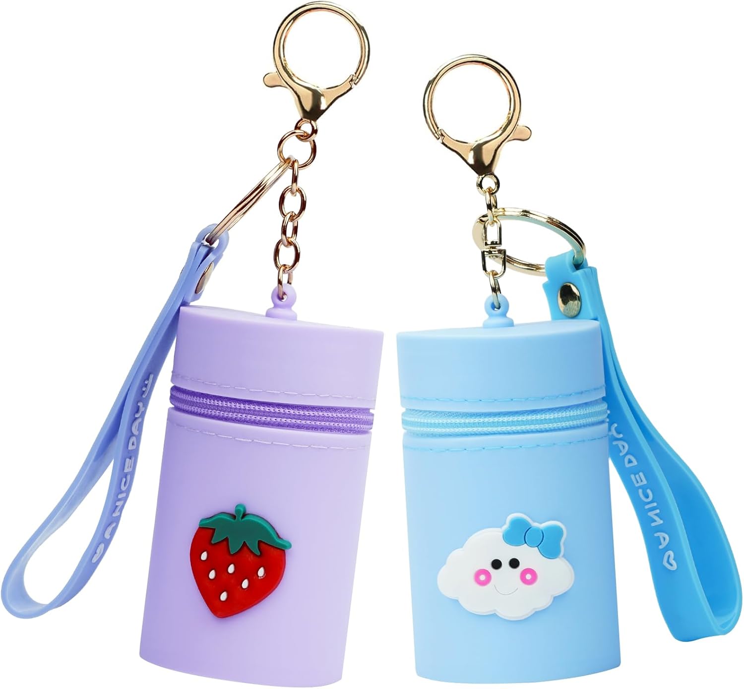 Amazon.com: Leikedun 2 Pack Chapstick Holder Keychain Lip Balms Holder ...