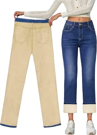 LuminBlaze Fleece Lined Jeans for Women Winter Warm Thermal Pants ...