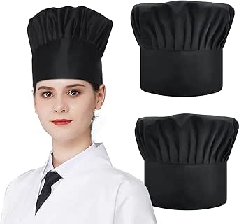 Amazon.com: Andiker 2 Pcs Chef Hat Adjustable Elastic Cooking Chef Cap ...