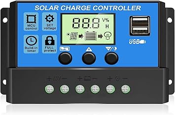 Amazon.com : 30A PWM Solar Charge Controller, 12V 24V Dual USB Solar ...