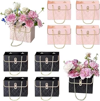 Amazon.com: 8PCS Flower Paper Gift Bag, Bouquet Storage Bucket Florist ...