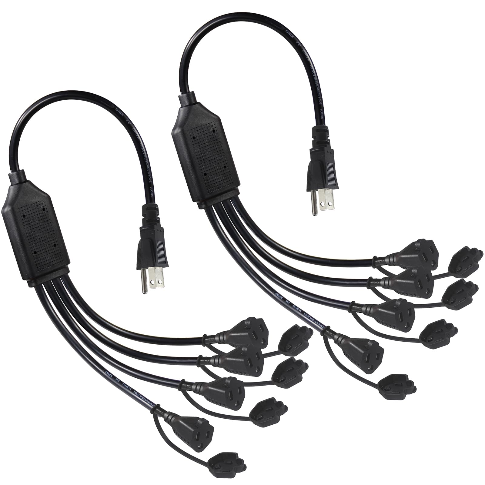 Amazon.com: [2PACK] 1.5FT 4 Way Power Extension Cord Splitter - 1 to 4 ...