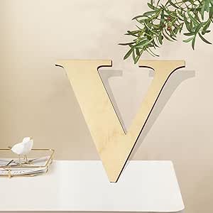 Amazon.com: 5ARTH 4 inch Wooden Letter V - Blank Unfinished Wood ...