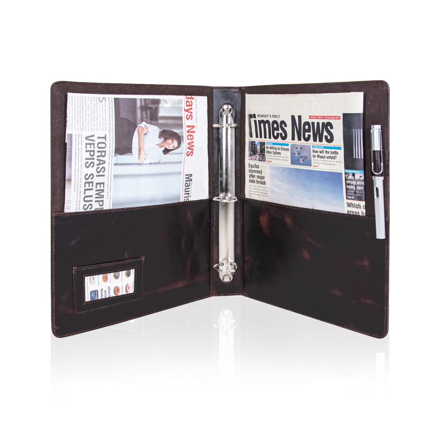Amazon.com : AZXCG Business/Resume Leather Portfolio Folder Binder ...