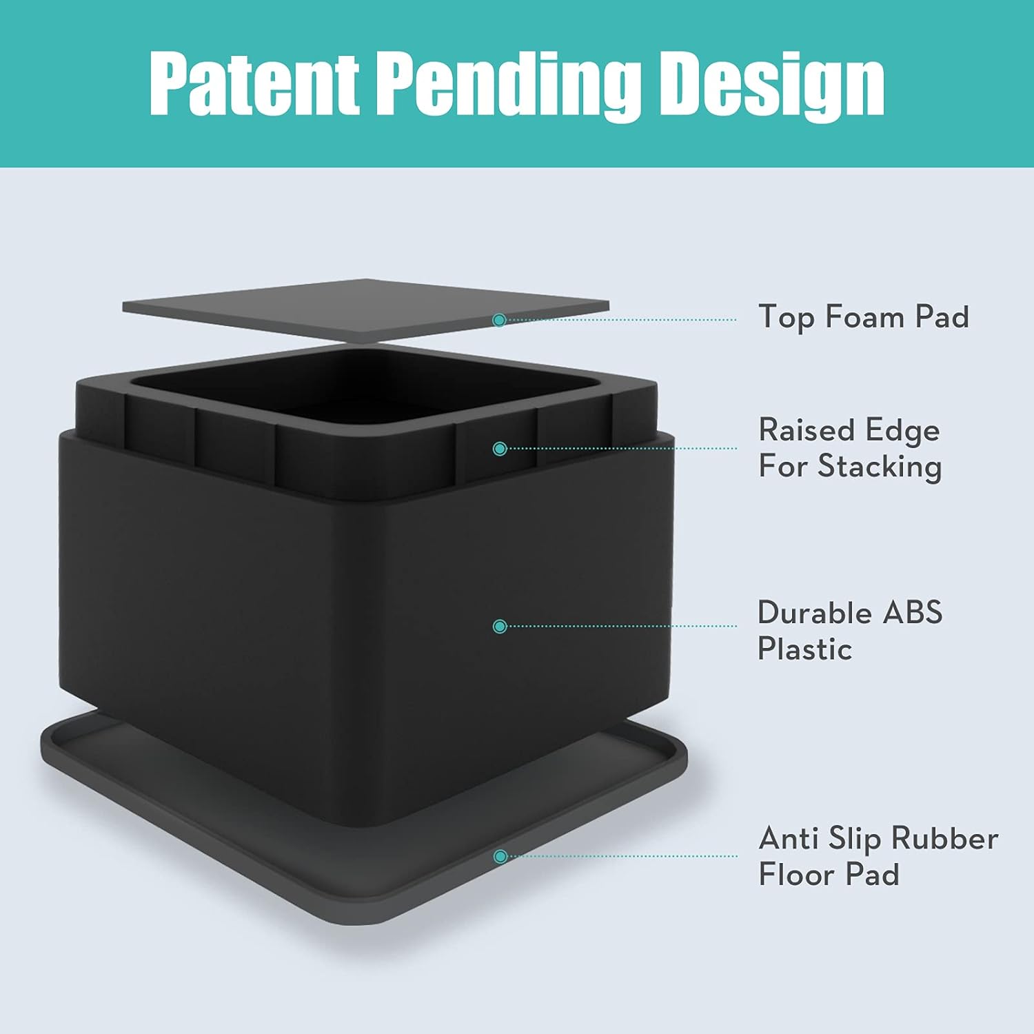 Buy MEETWARM 2 inch Bed Risers Heavy Duty Furniture Risers Stackable ...