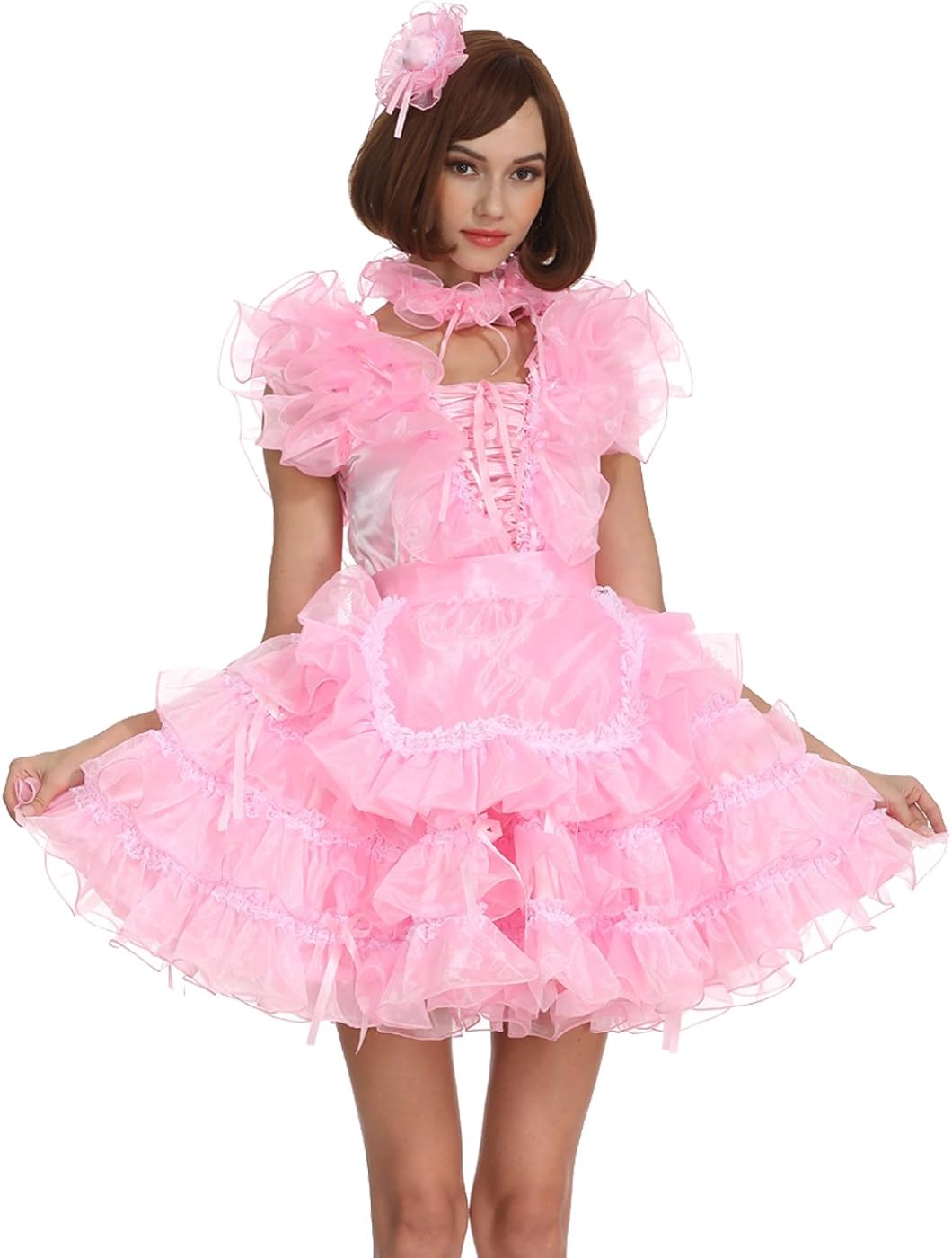 Amazon.com: GOceBaby Women Sissy Maid Squre Neckline Corset Tie Pink ...