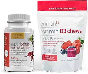 Amazon.com: humanN SuperBeets Beet Root Capsules and D3 Chews : Health ...