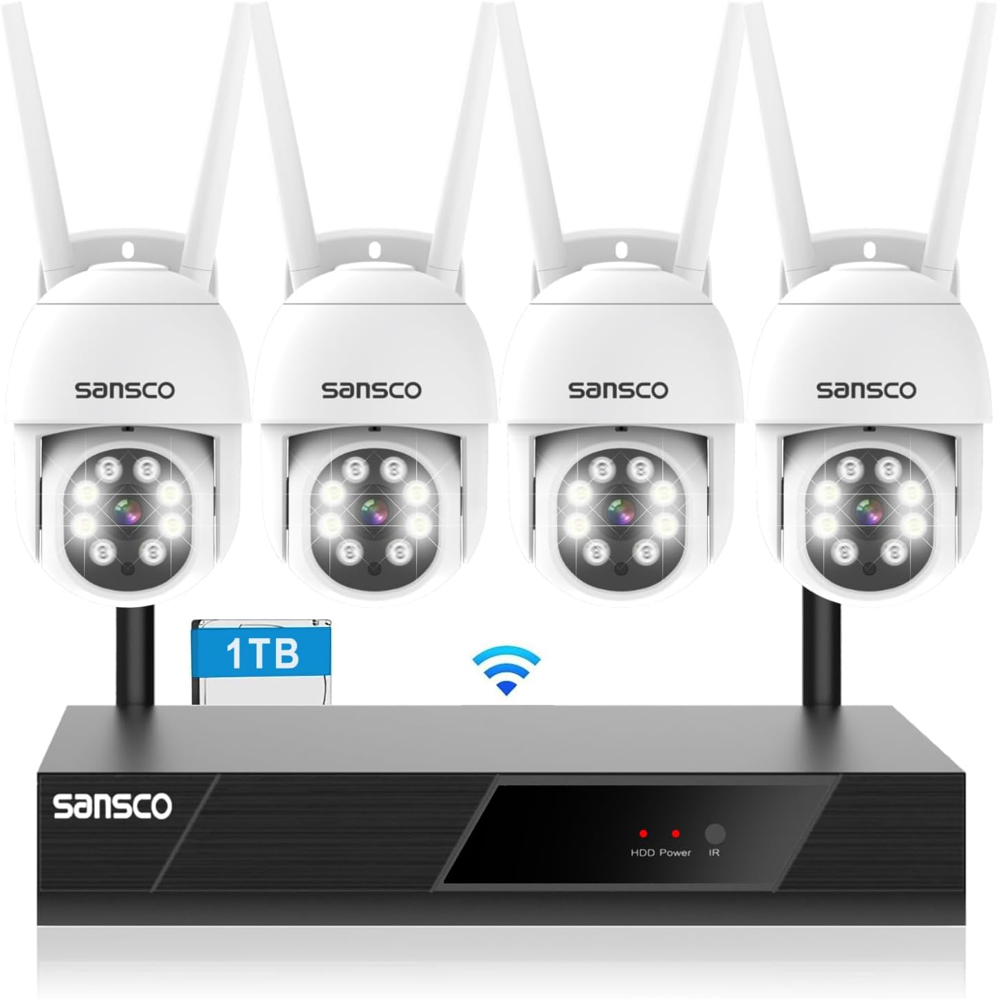 Amazon.com : [Pan & Tilt] SANSCO 2K HD WiFi Security Camera System 1TB ...