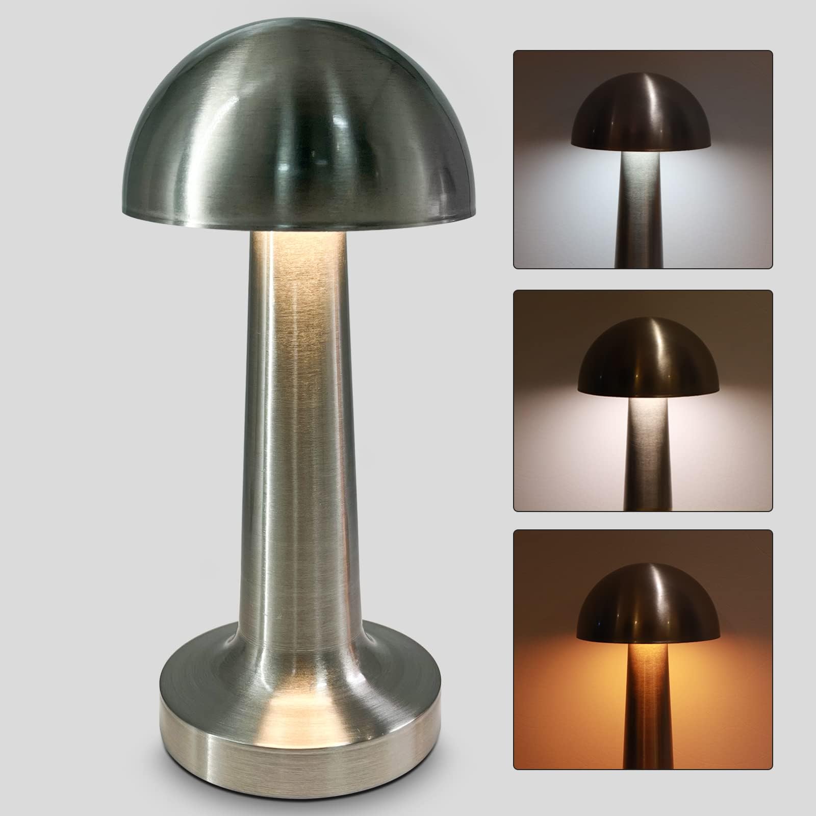 Liliful 2 Pcs Mushroom LED Portable Cordless Gold Table Lamp Touch ...