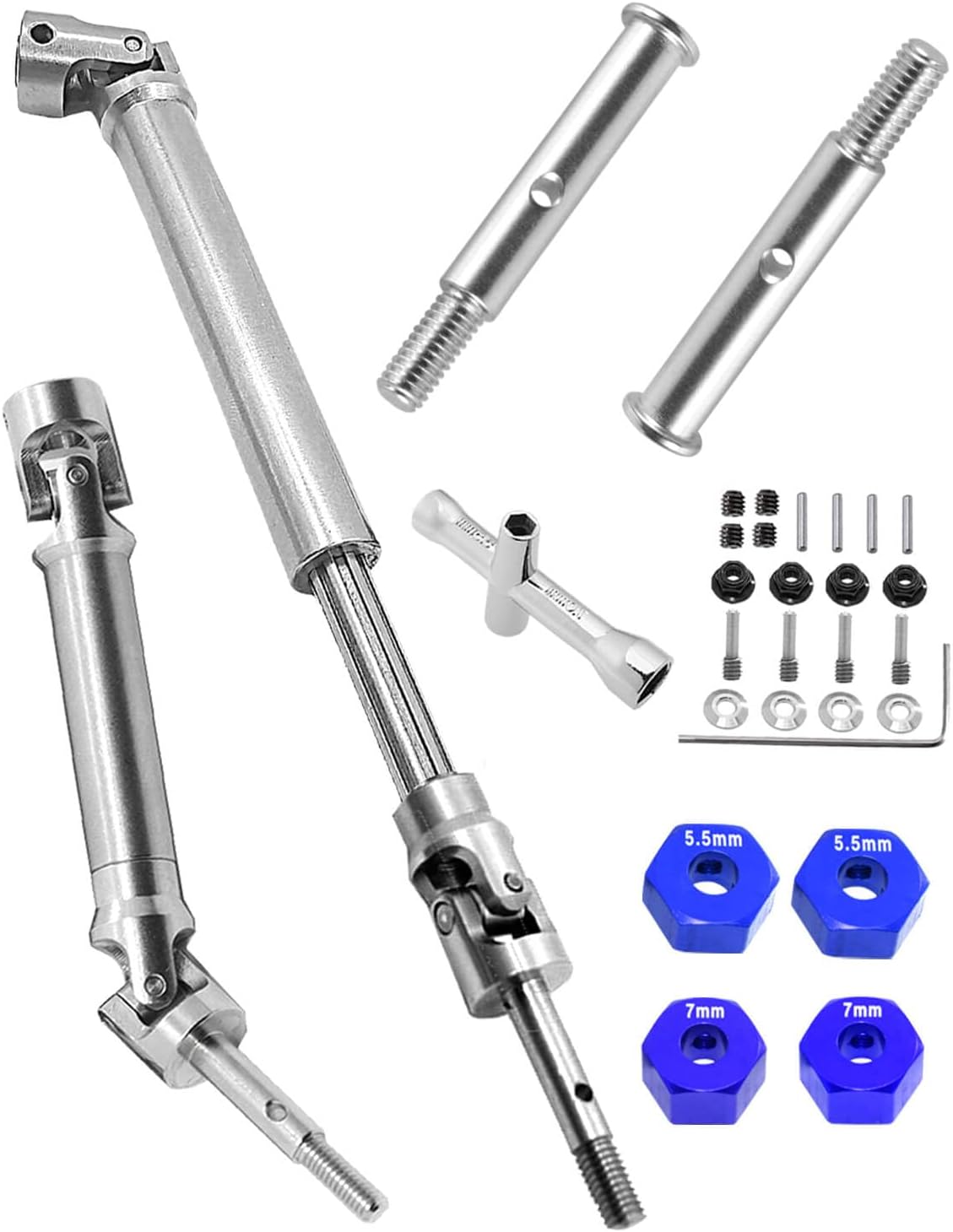 Amazon.com: hopsupRC Stainless Steel Rear Drive Shaft CVD & Front Axles ...