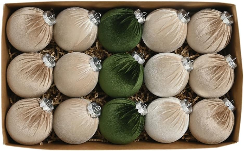 Amazon.com: Velvet Christmas Ornaments Balls 15 Pcs 3.1 Inches / 8cm ...