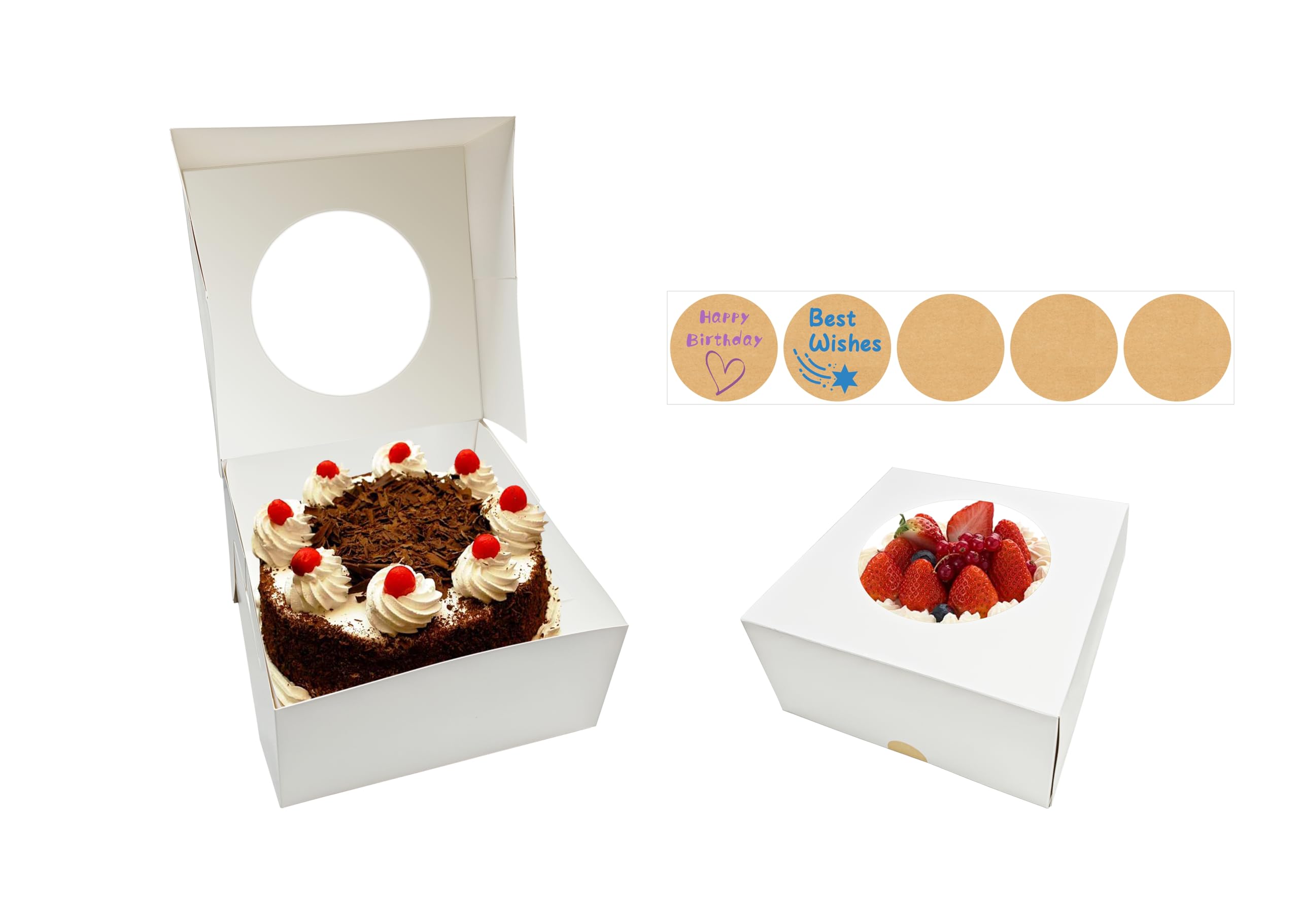 Amazon.com: 10x10x5 Inch Cake Boxes with Window,30pcs White Bakery ...