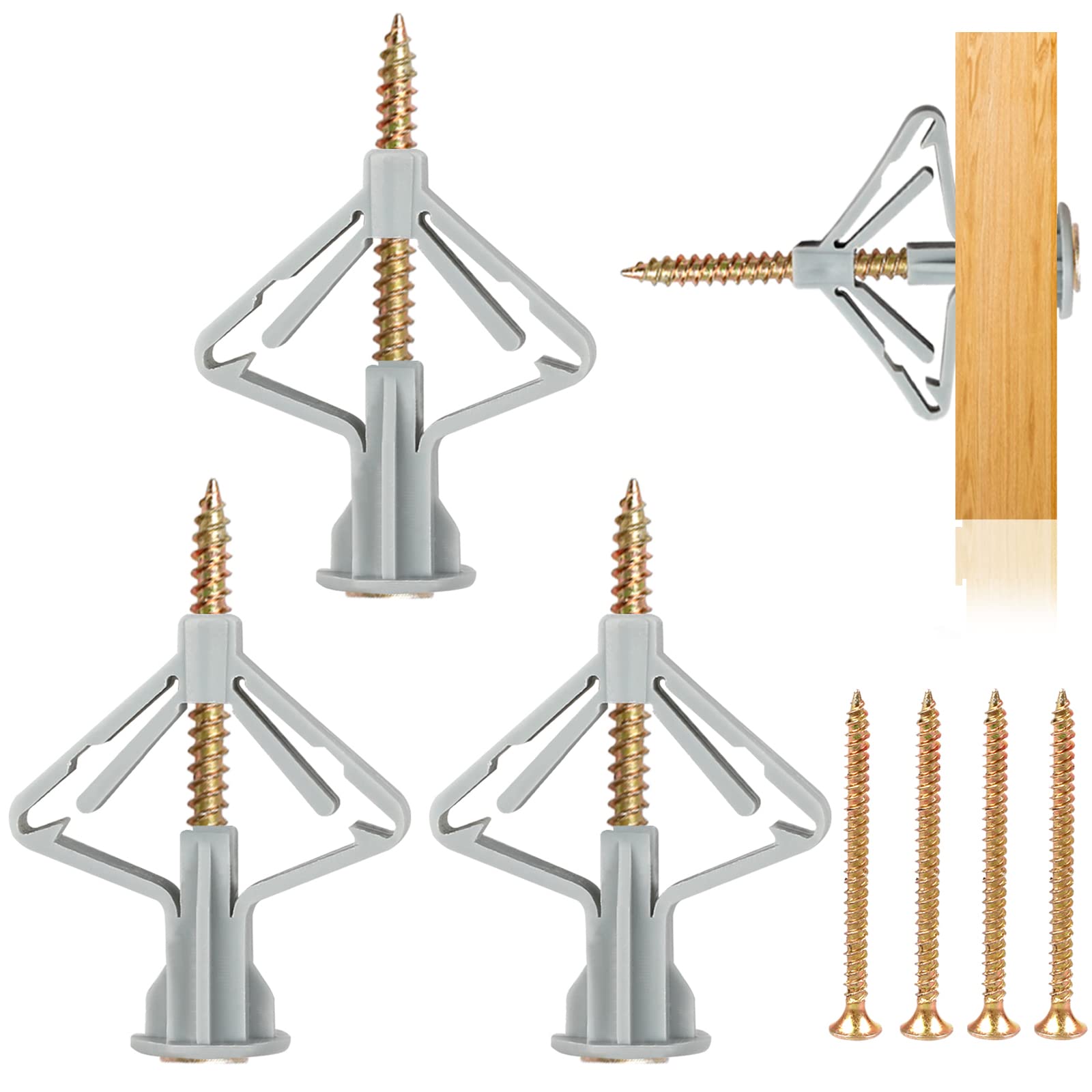 Plasterboard Fixings, 60 Pcs Wall Plugs, Universal Plasterboard Plugs ...