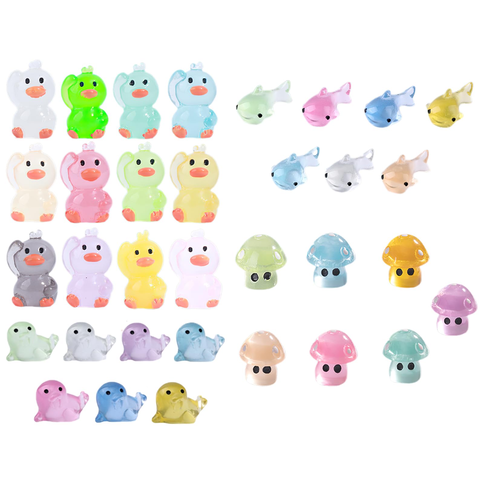 BRTNUP 33 Pcs Mini Resin Animals, Tiny Toy Resin Ducks, Mushrooms ...