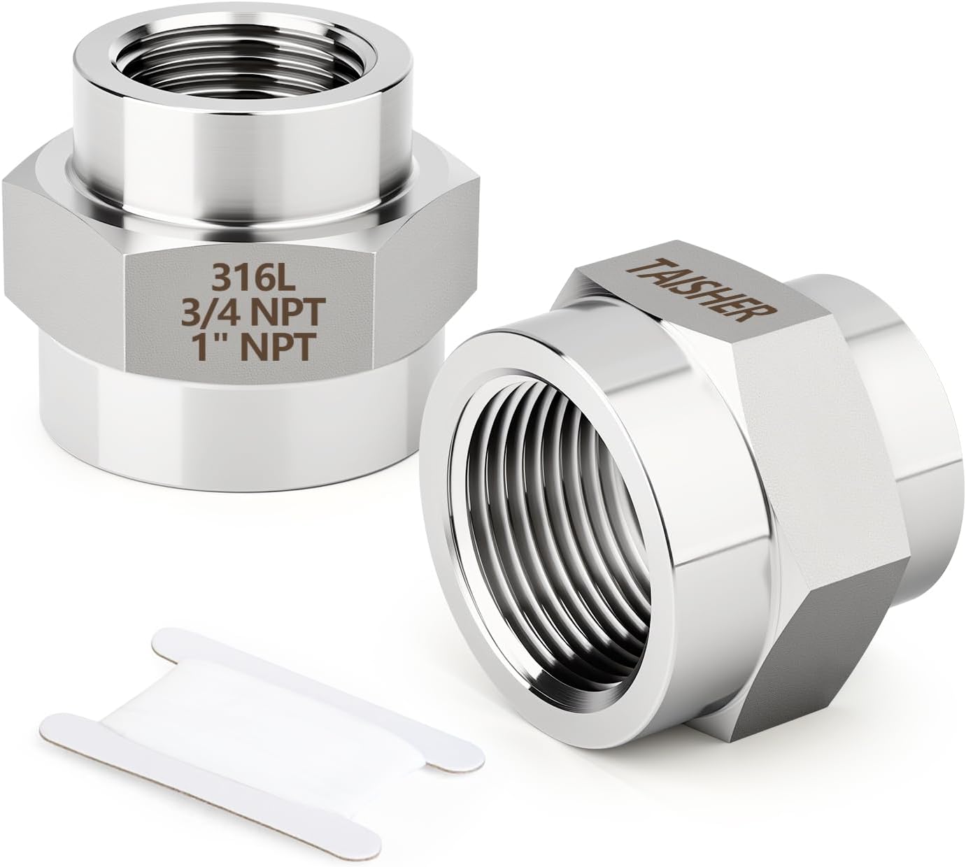 TAISHER 2PCS Forging of 316L Stainless Steel Reducer Hex Coupling, 1 ...
