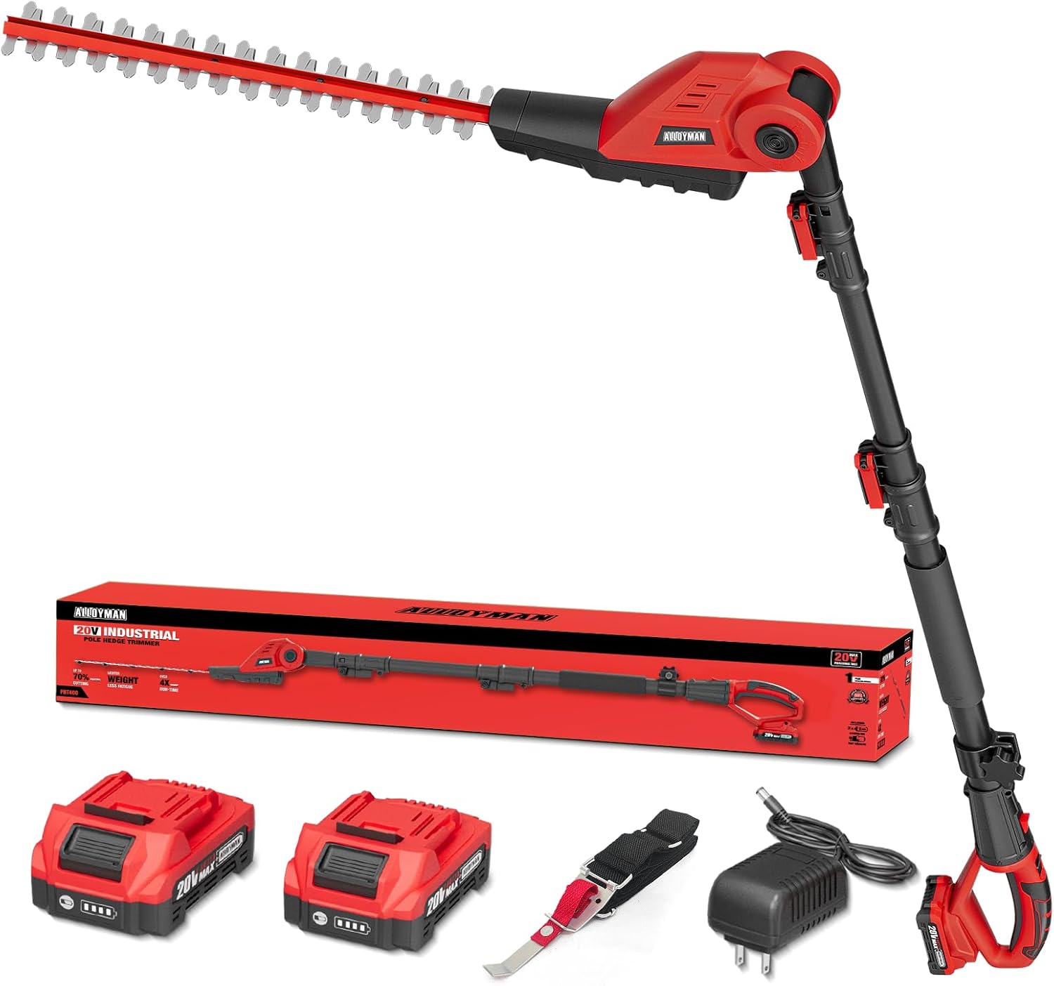 Amazon.com: Alloyman 20V Cordless Pole Hedge Trimmer,16Inch Dual Blade ...