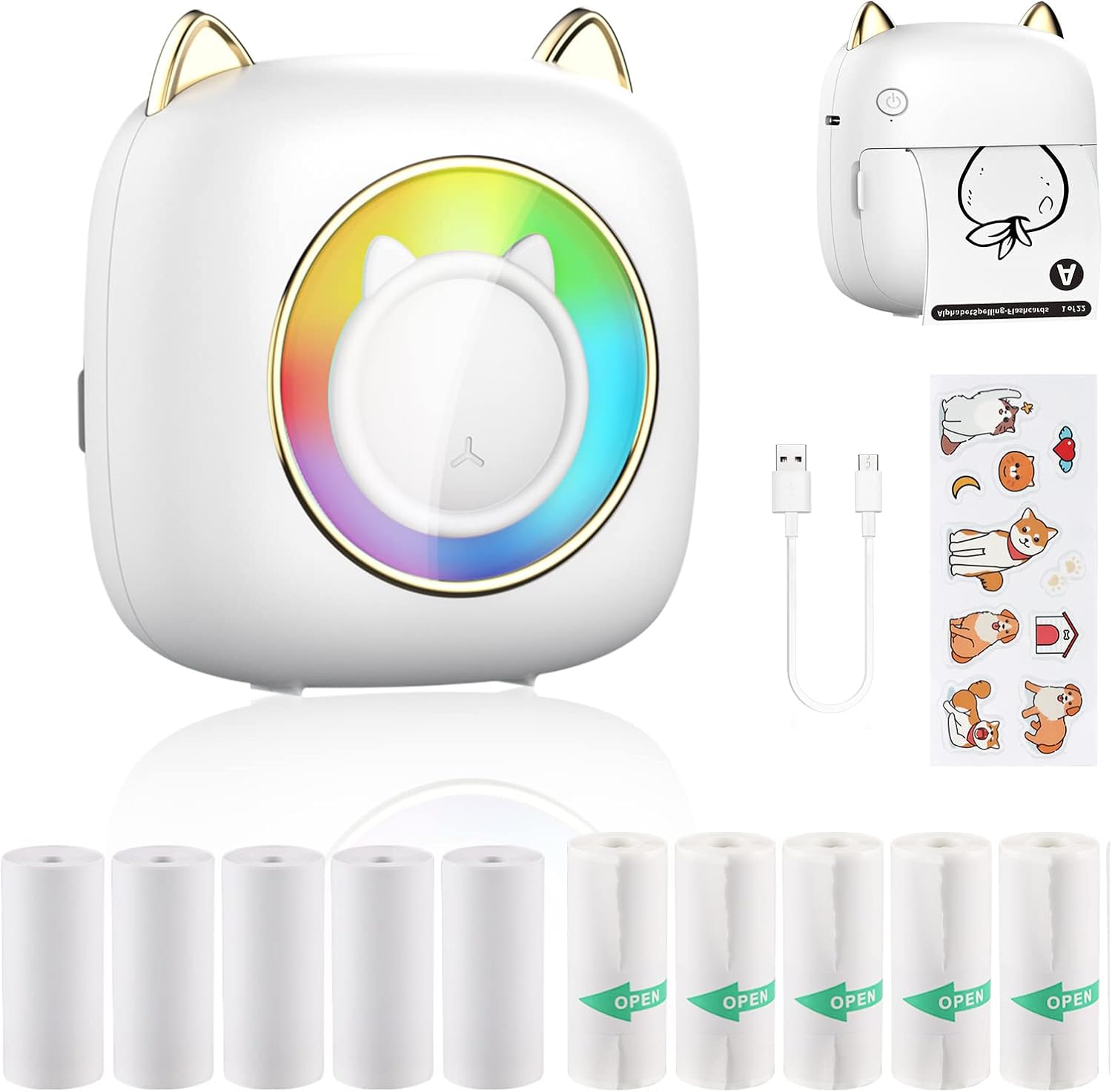 HUIJUTCHEN Mini Printer Portable, Bluetooth Pocket Thermal Sticker ...