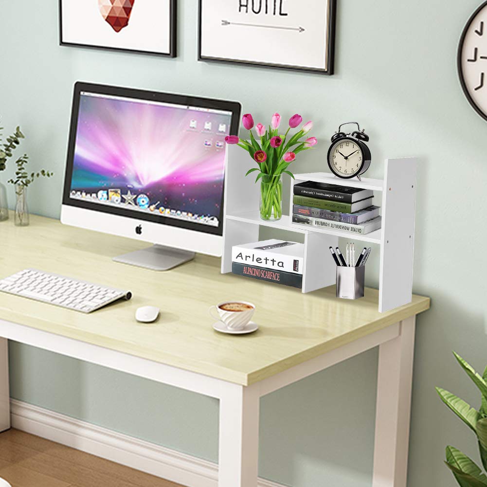 Desk Shelf Organiser Adjustable Desktop Bookshelf Desktop Organizer ...