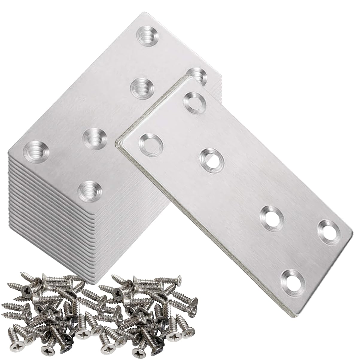 Amazon.com: LOSYHU 20 Pcs Silver Flat Bracket 4x2 Inch Metal Wood ...