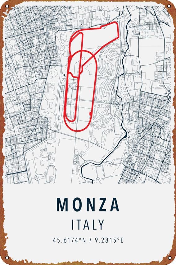 monza simple map Map Poster Vintage Tin Sign for Home, Garden, Bar ...