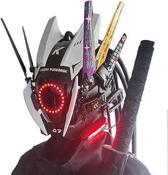 Amazon.com: KYEDAY Punk Mask Cosplay for Men, Multicolor LED Round ...