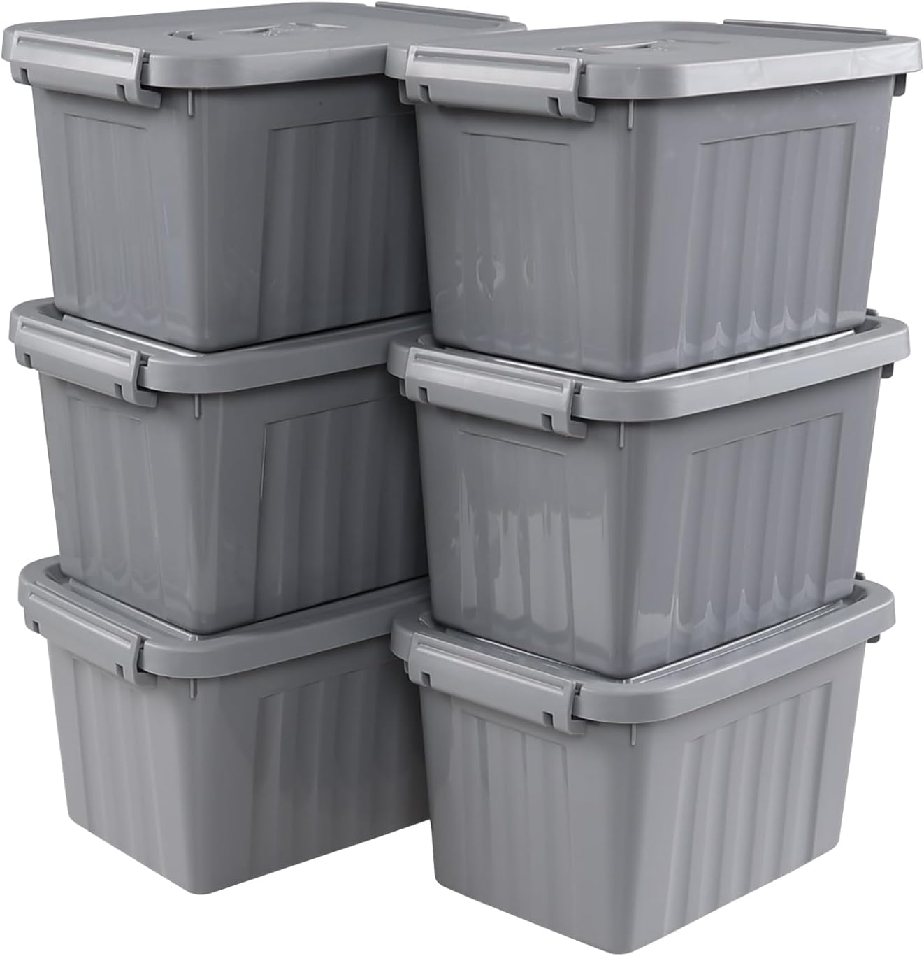 Amazon.com - Rinboat 6 Quart Gray Plastic Storage Bins with Lids ...