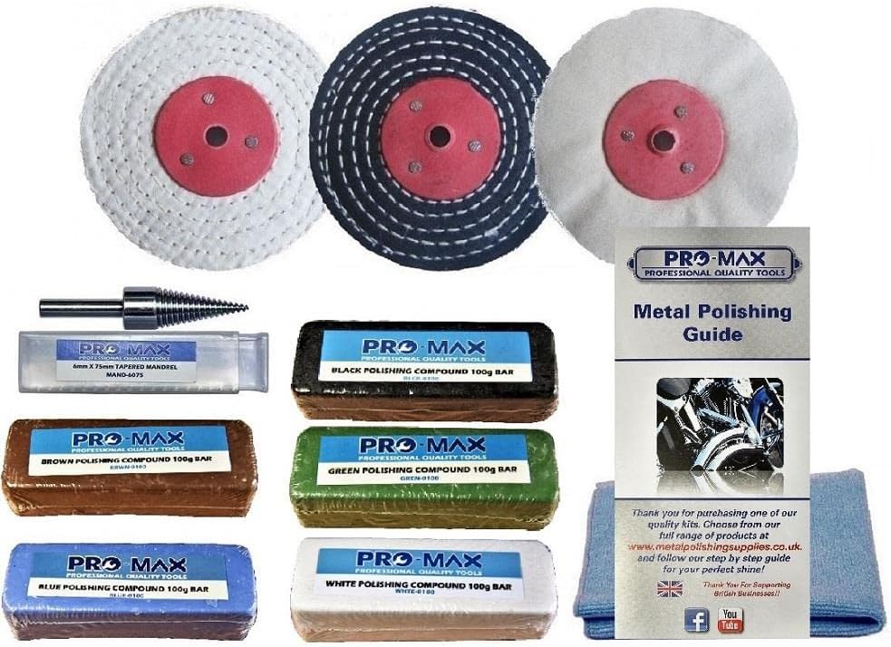 Aluminium Alloy Brass Steel Metal Polishing Buffing Kit 10pc 3" x 1/2 ...