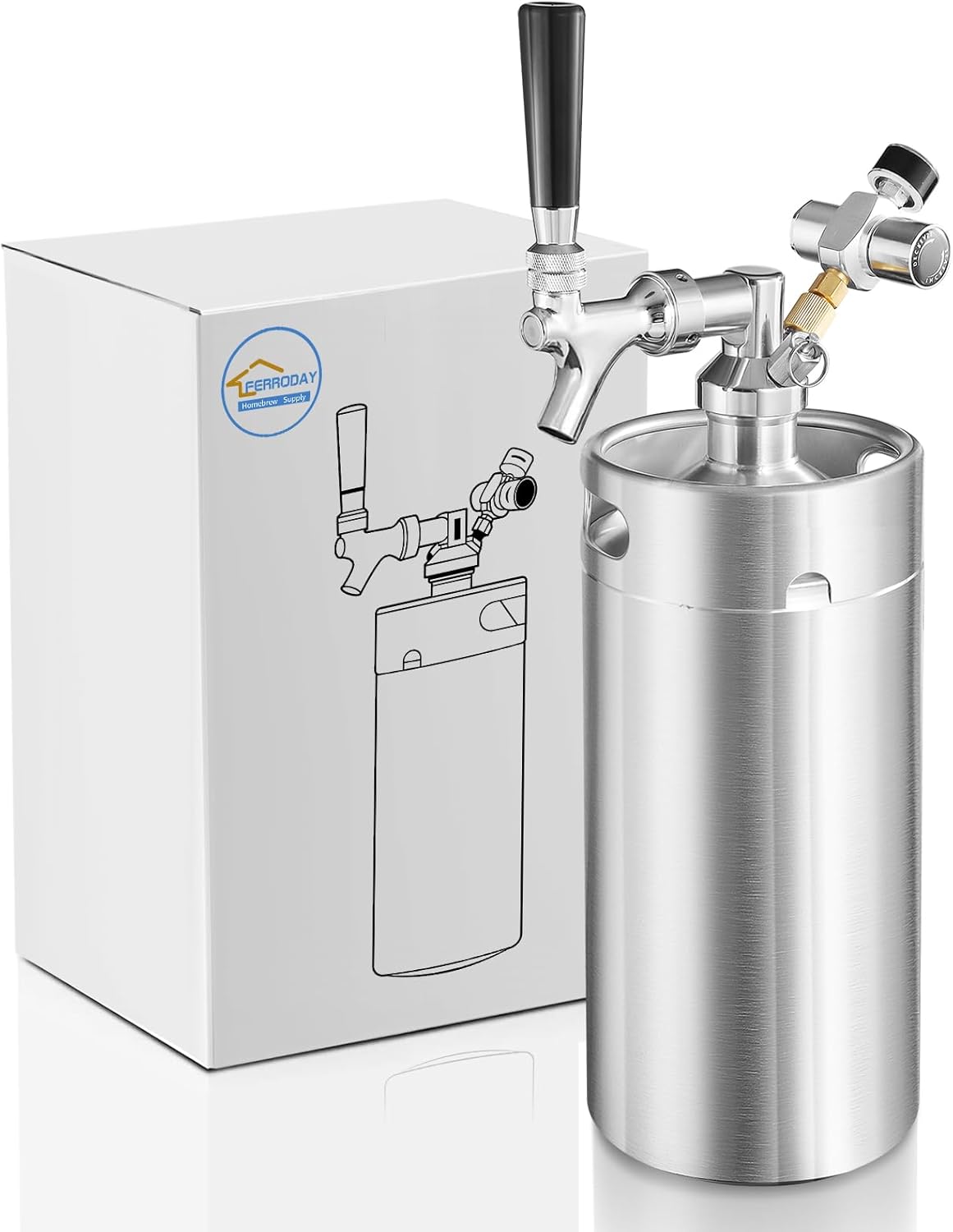 Amazon.com: Ferroday 128oz Mini Keg Growler, Stainless Steel ...