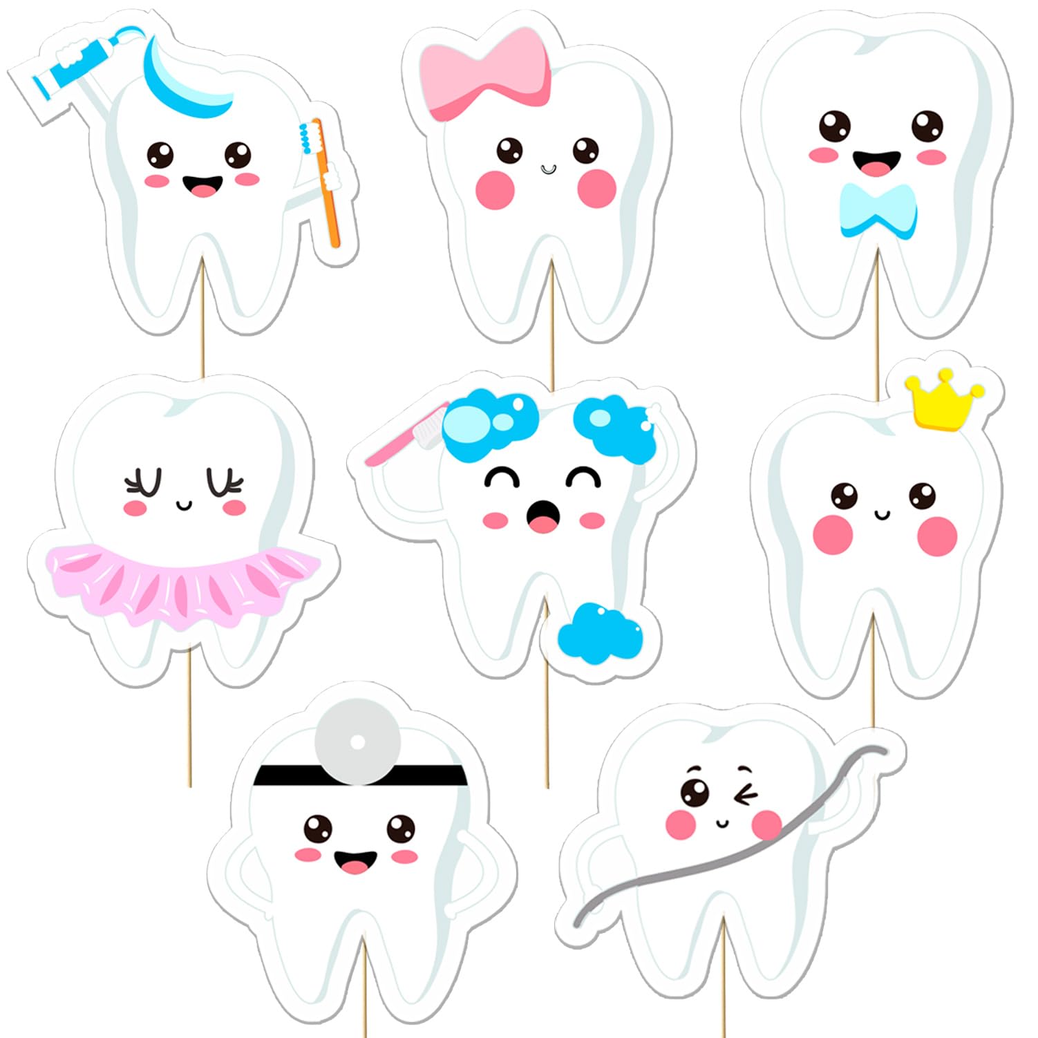 32Pcs Tooth Cupcake Toppers First Tooth Party Cake Decorations Tooth ...