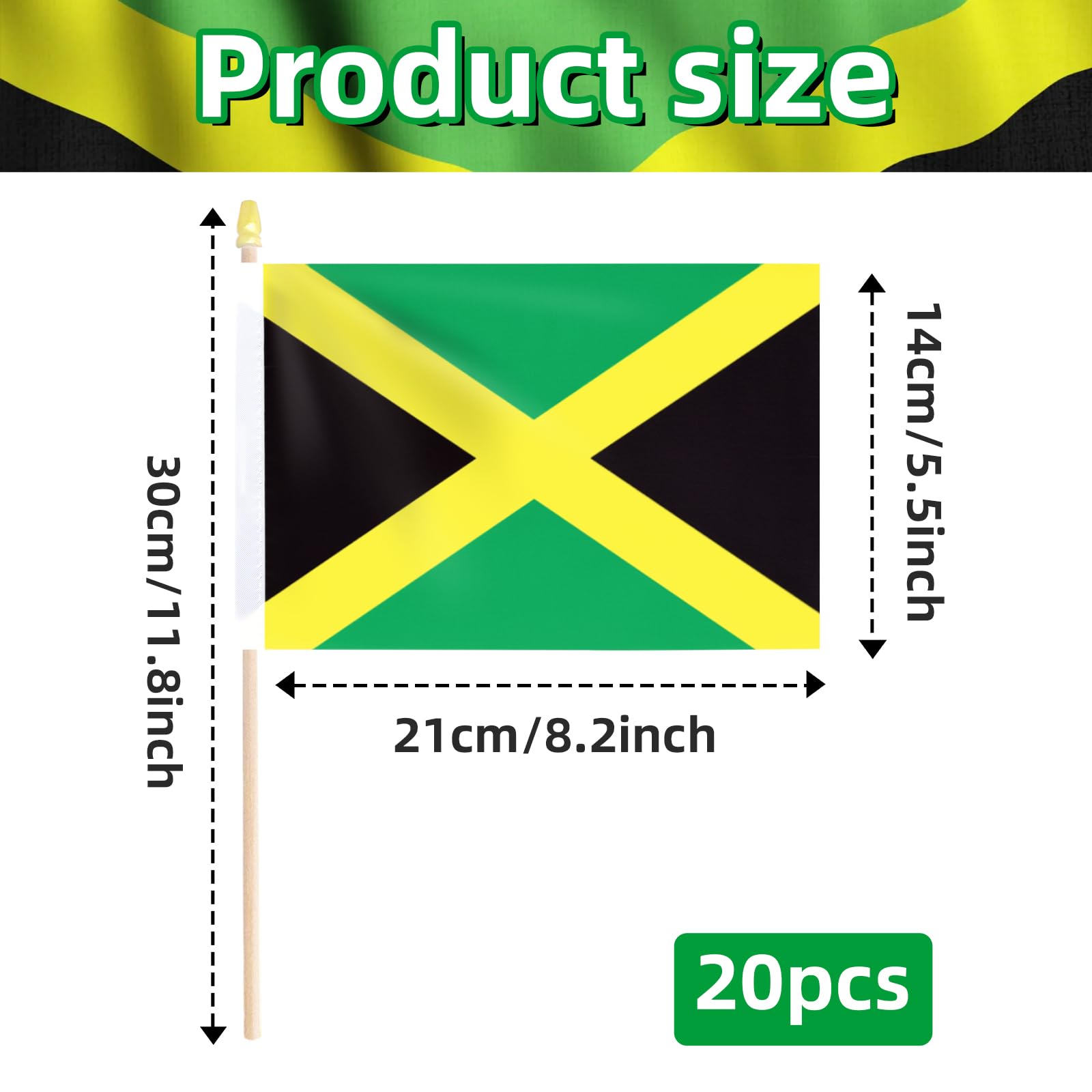 Snapklik.com : Pack Of 20, Handheld Jamaica Flags 5x8 Inch Small ...