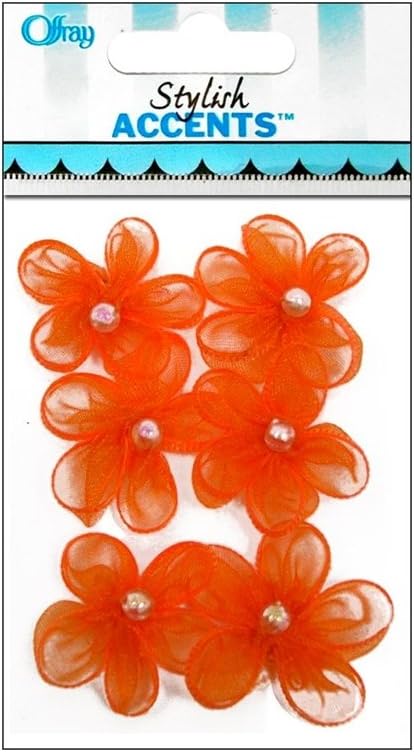 Amazon.com: Offray Ribbon Accent Sheer Flower Orange 6pc