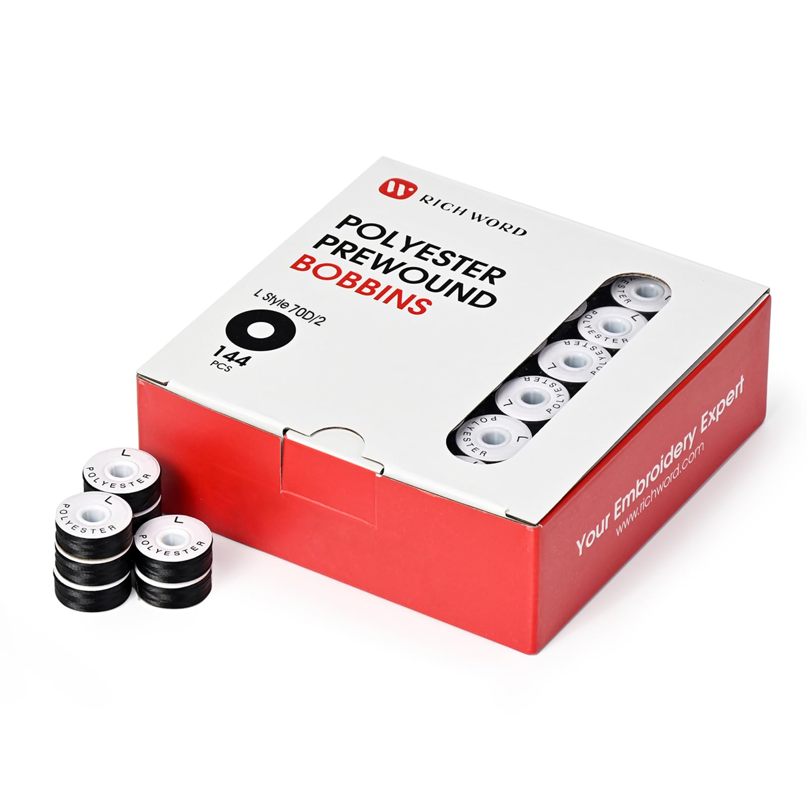Amazon.com: Richword Prewound Bobbins, Black Cardboard Sided 144pcs ...