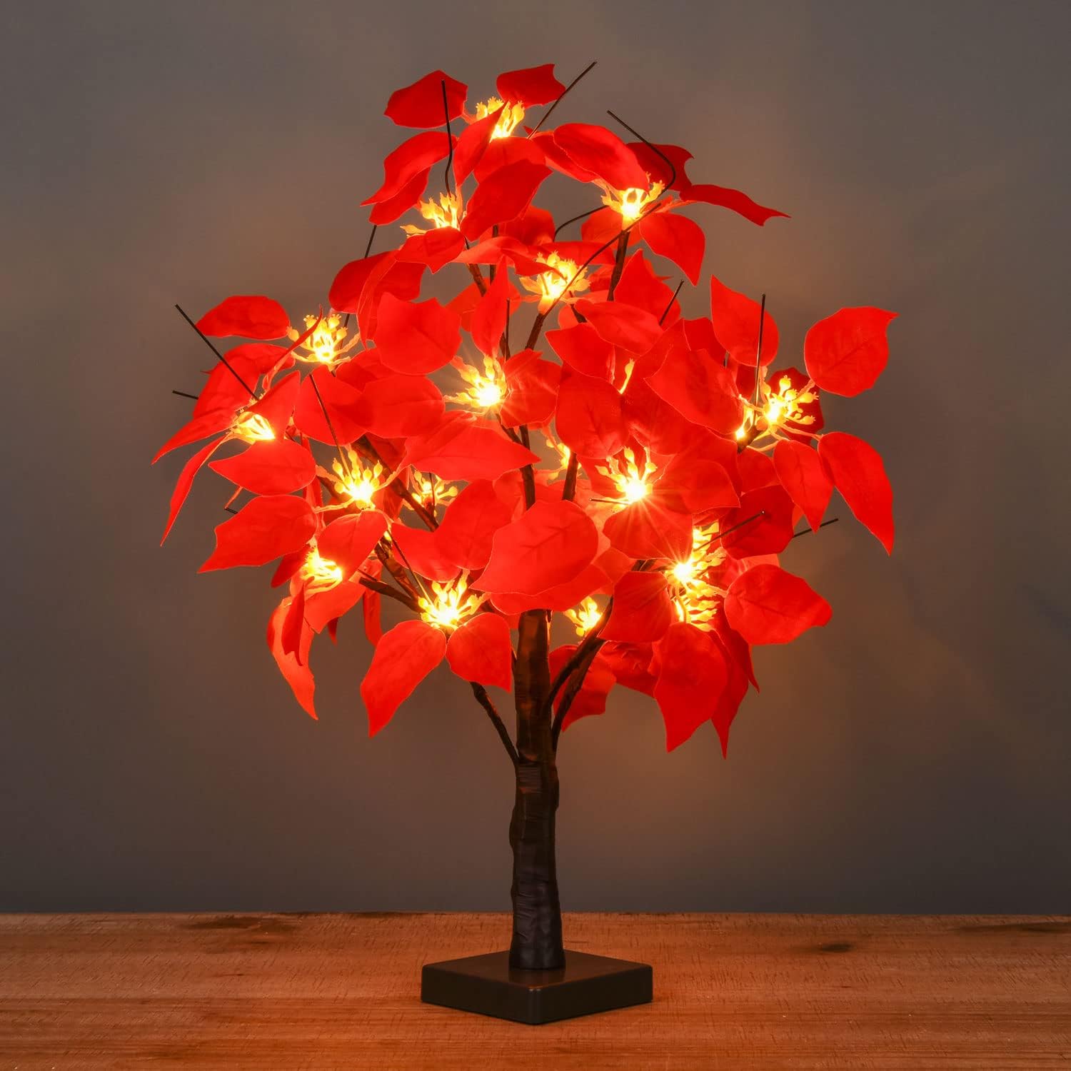 Amazon.com: KI Store Lighted Red Berry Tree Tabletop Tree 16-Inch ...