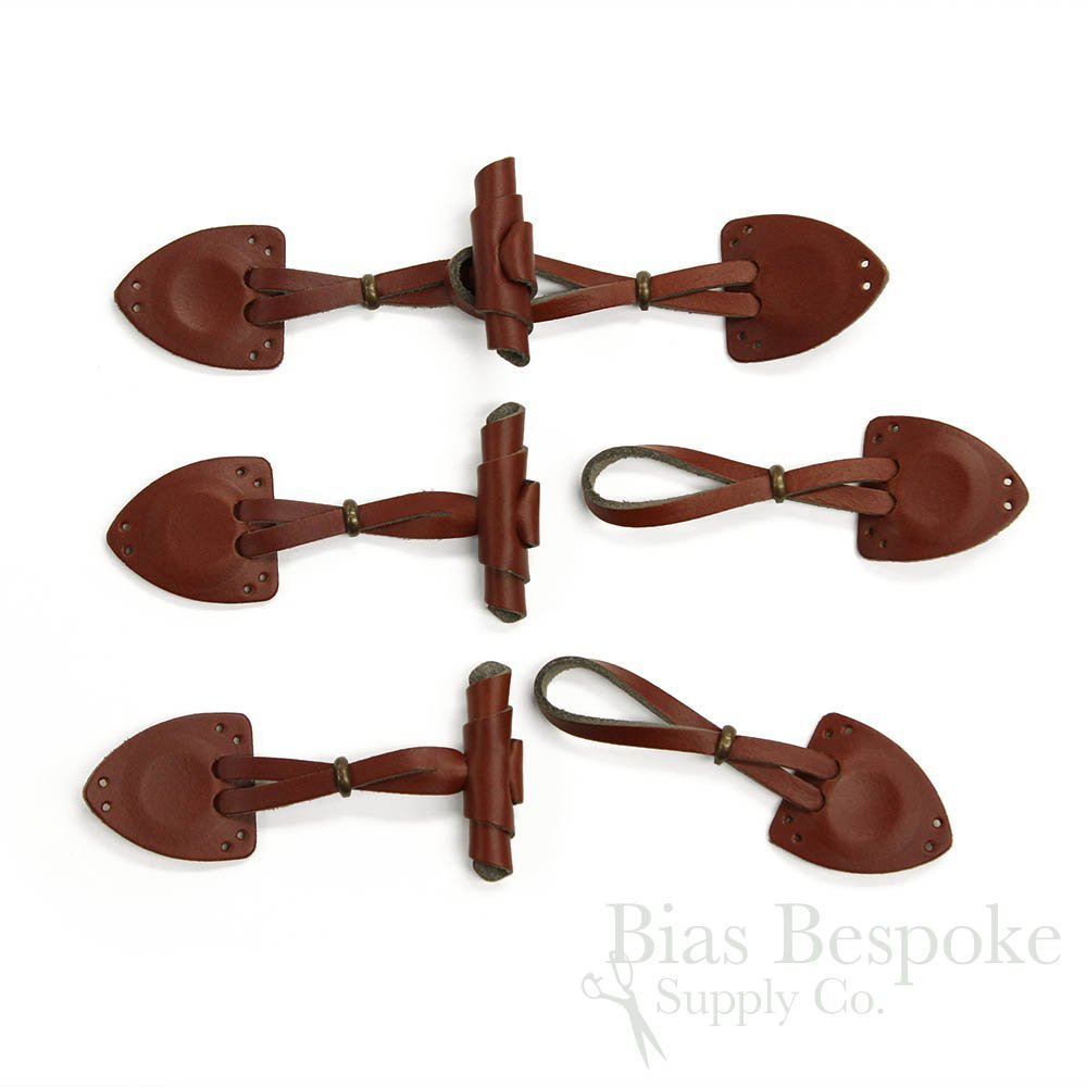 Amazon.com: 3 Sets of 7" Red Brown Leather Toggle Closures, Made in Italy