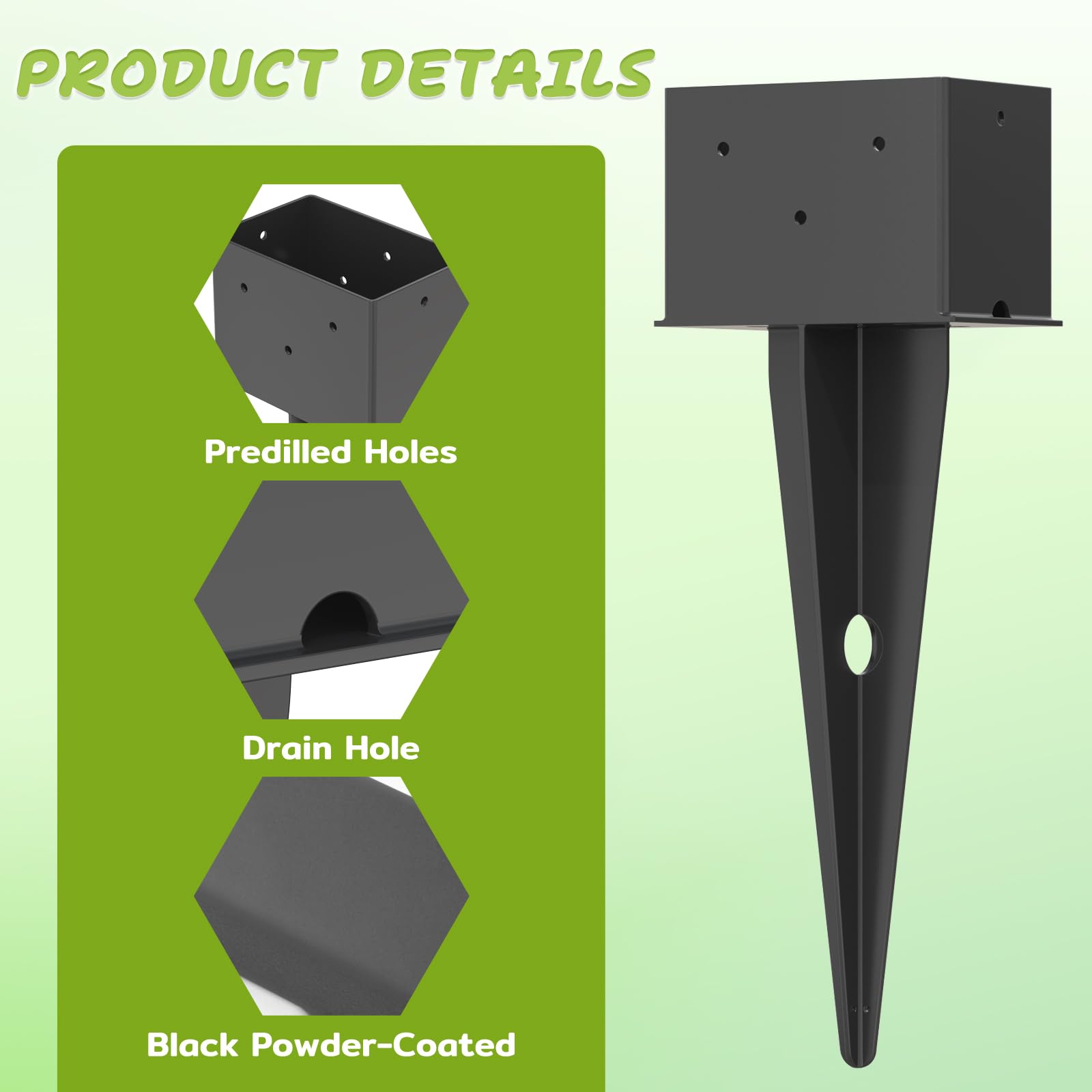 Snapklik.com : 2 Pcs 4"x 6" Fence Post Anchor Ground Spike, 16.5" Heavy ...
