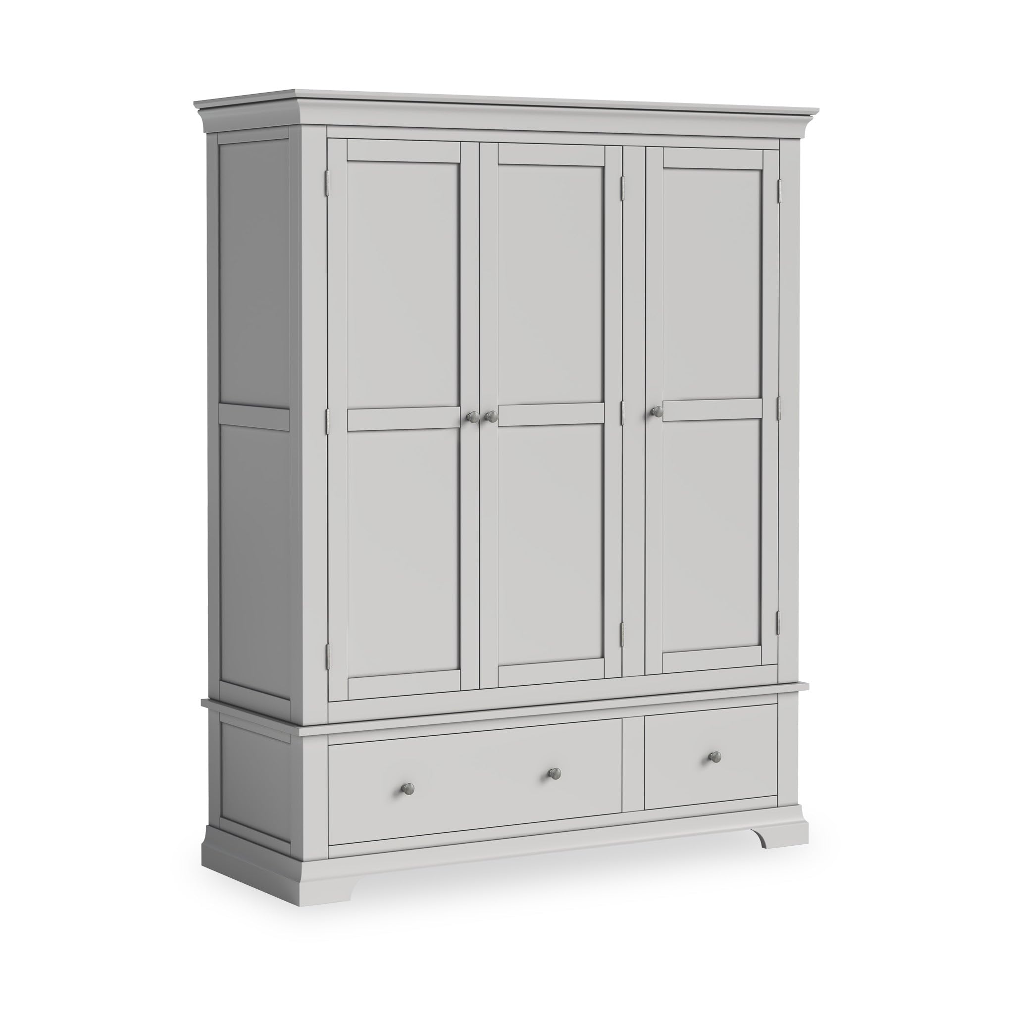 RoselandFurniture Colette Grey Triple Wardrobe with Storage Drawers ...