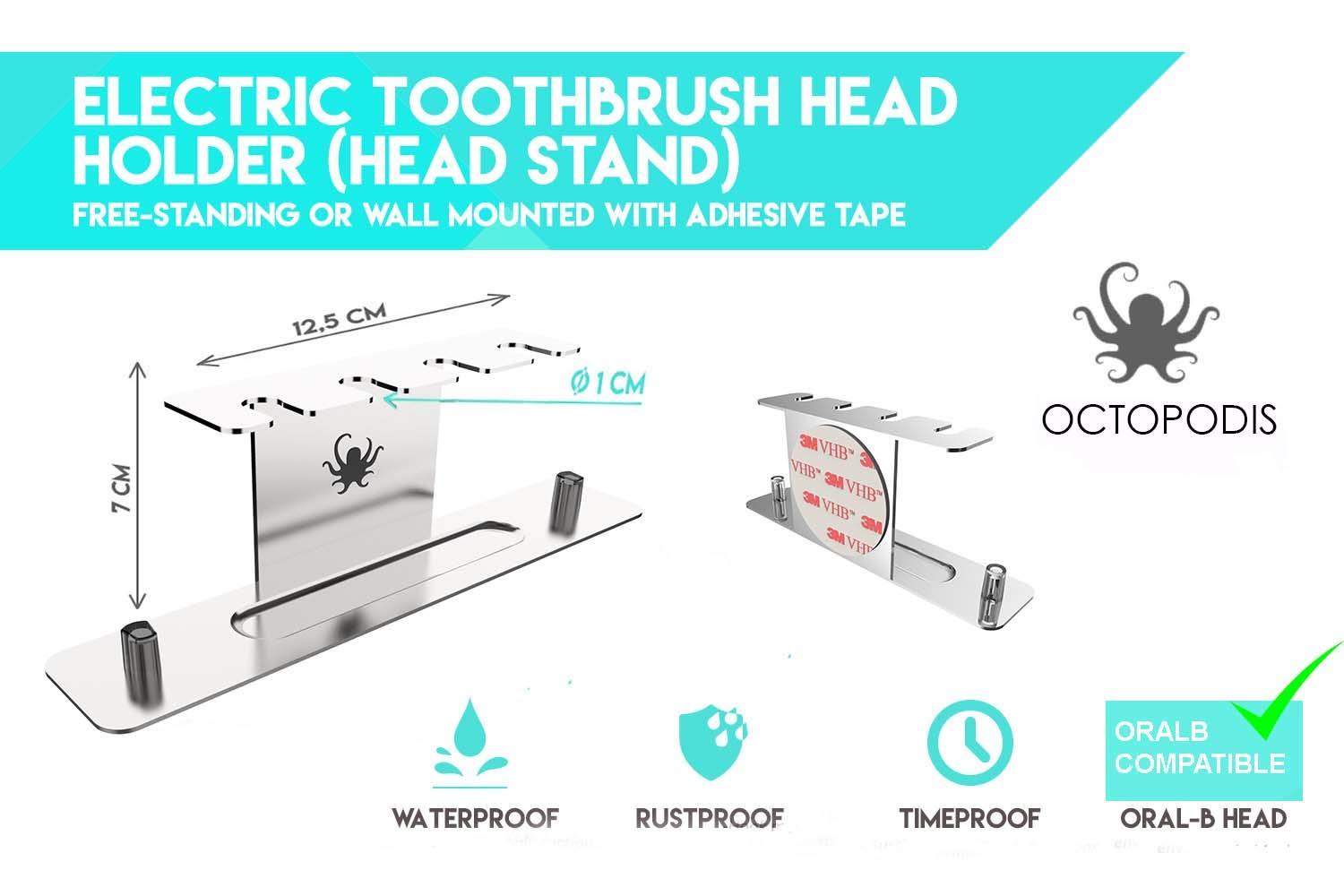 Electric Brush Head Organizer OCTOPODIS Toothbrush Head Holder ...