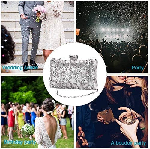 Womens Beaded Clutch Rhinestone Evening Bag Wedding Bridal Prom Purse ...