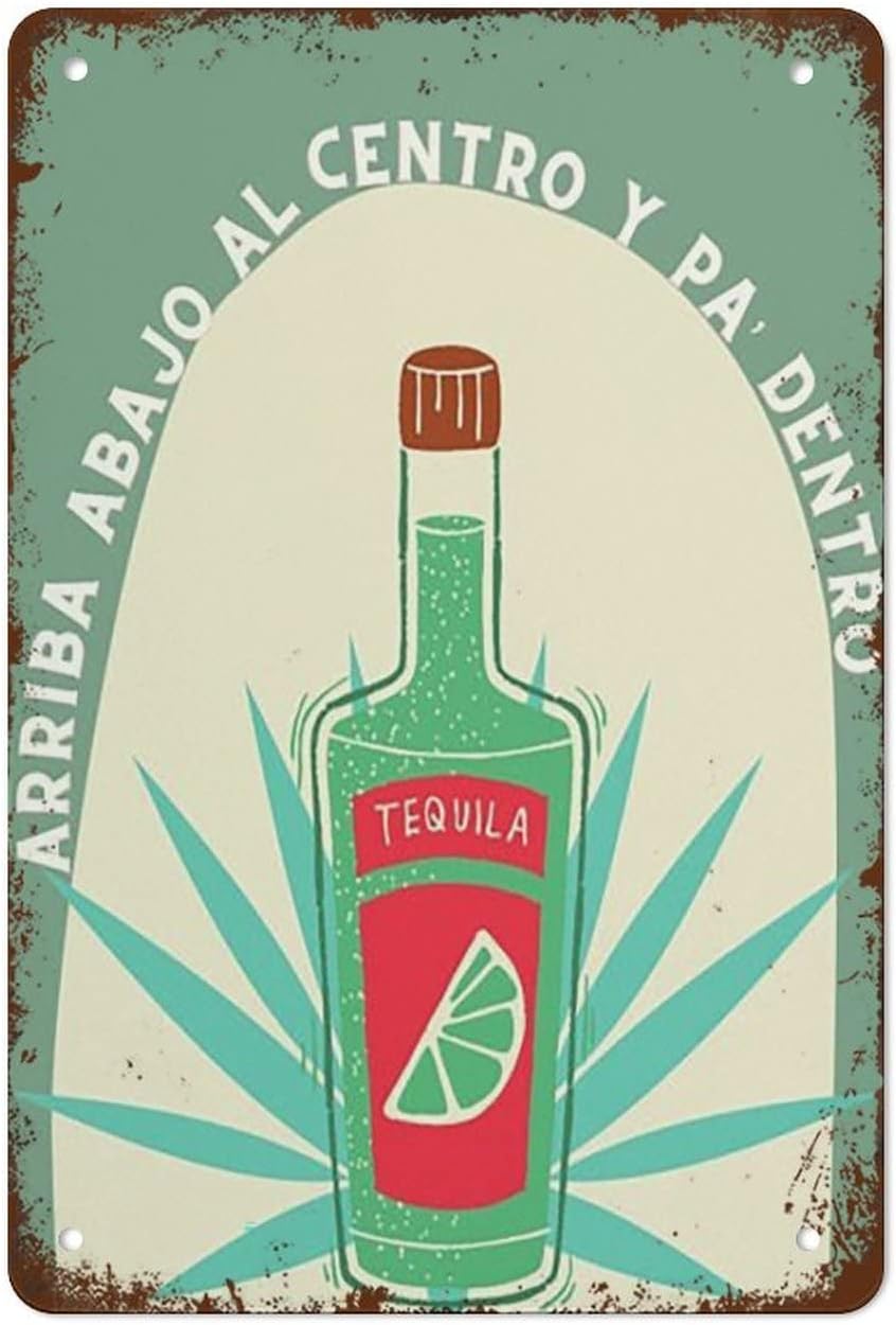 Amazon.com : Tequila Bar Cart Metal Tin Sign Wall Art Mexican Quote ...