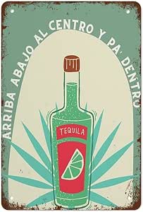 Amazon.com: Tequila Bar Cart Metal Tin Sign Wall Art Mexican Quote ...