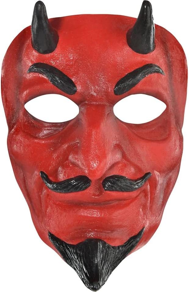 Amazon.com: Amscan Red & Black Devil Sculpted Mask (1 Pc.) - Premium ...