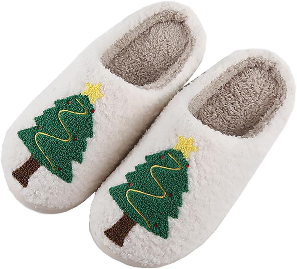 Amazon.com | BRAHMACHAITANYA Xmas Slippers Christmas Cotton Slippers ...