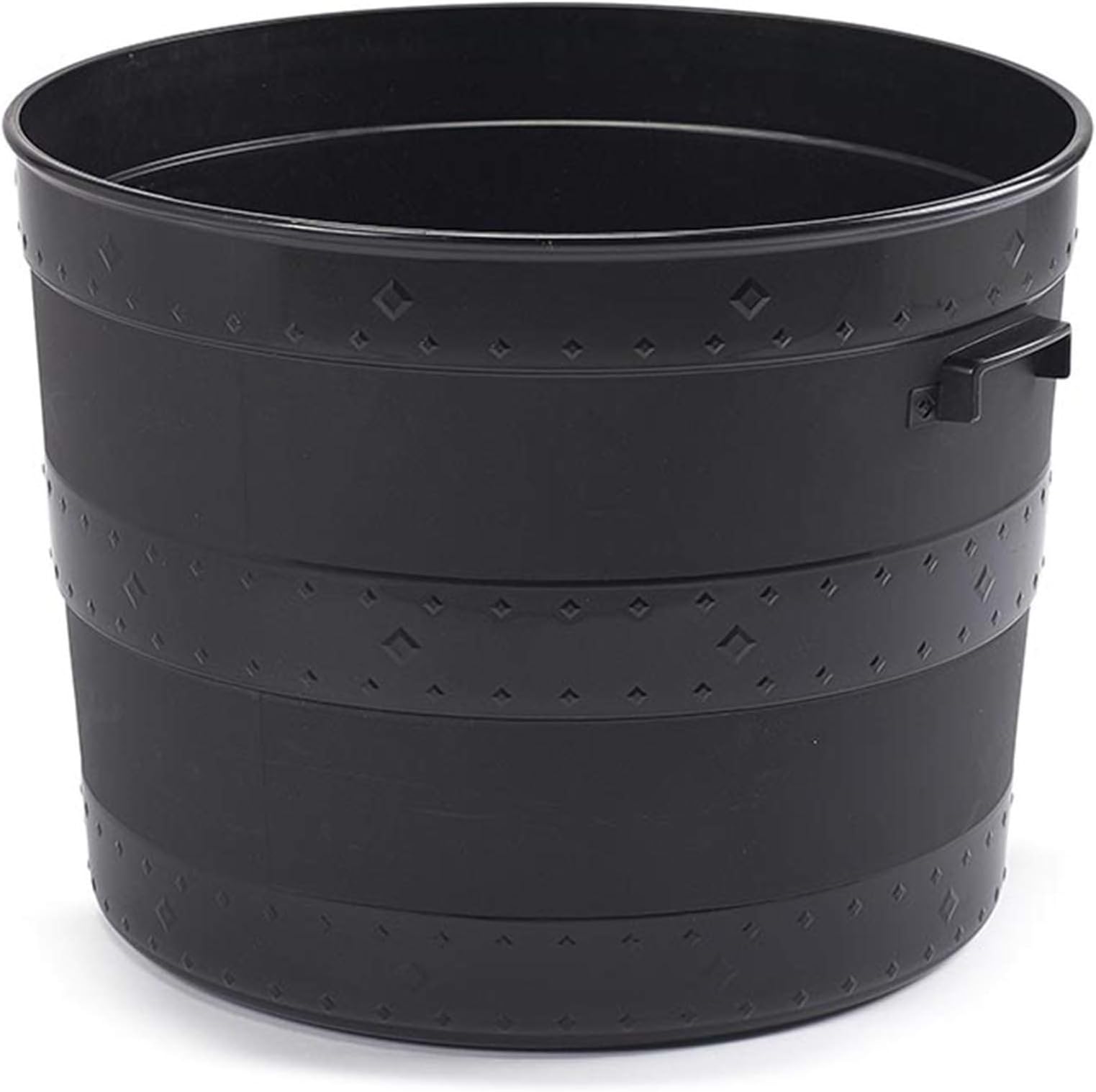 GARDEN HALF BARREL PLANTER BLACK PLASTIC 50CM DIAMETER - X 2 PLANTERS ...